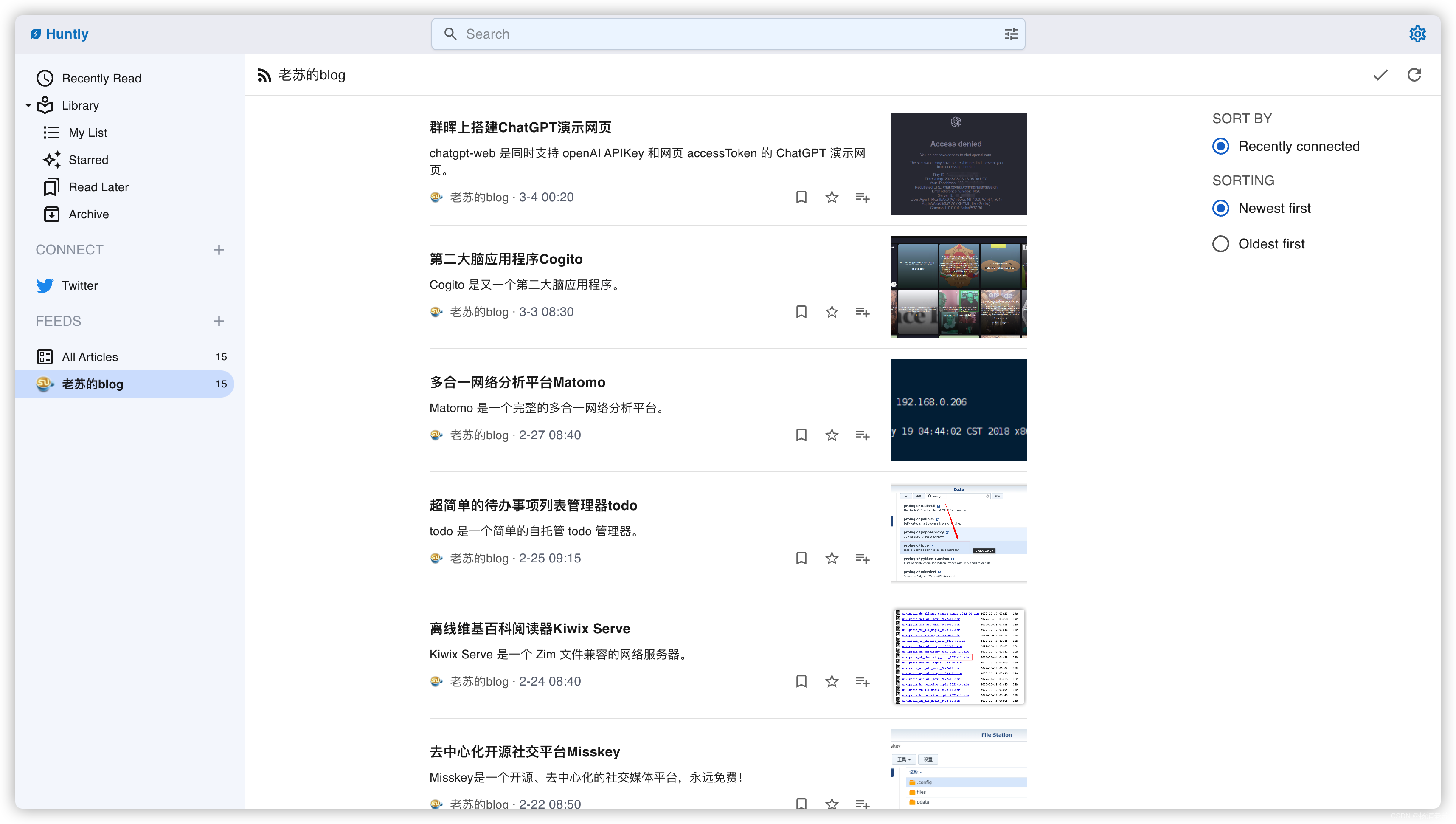 Huntly让信息管理更高效_huntly: 一款超强大的自托管信息管理工具,支持管理rss、自动保存网页、稍后阅-CSDN博客