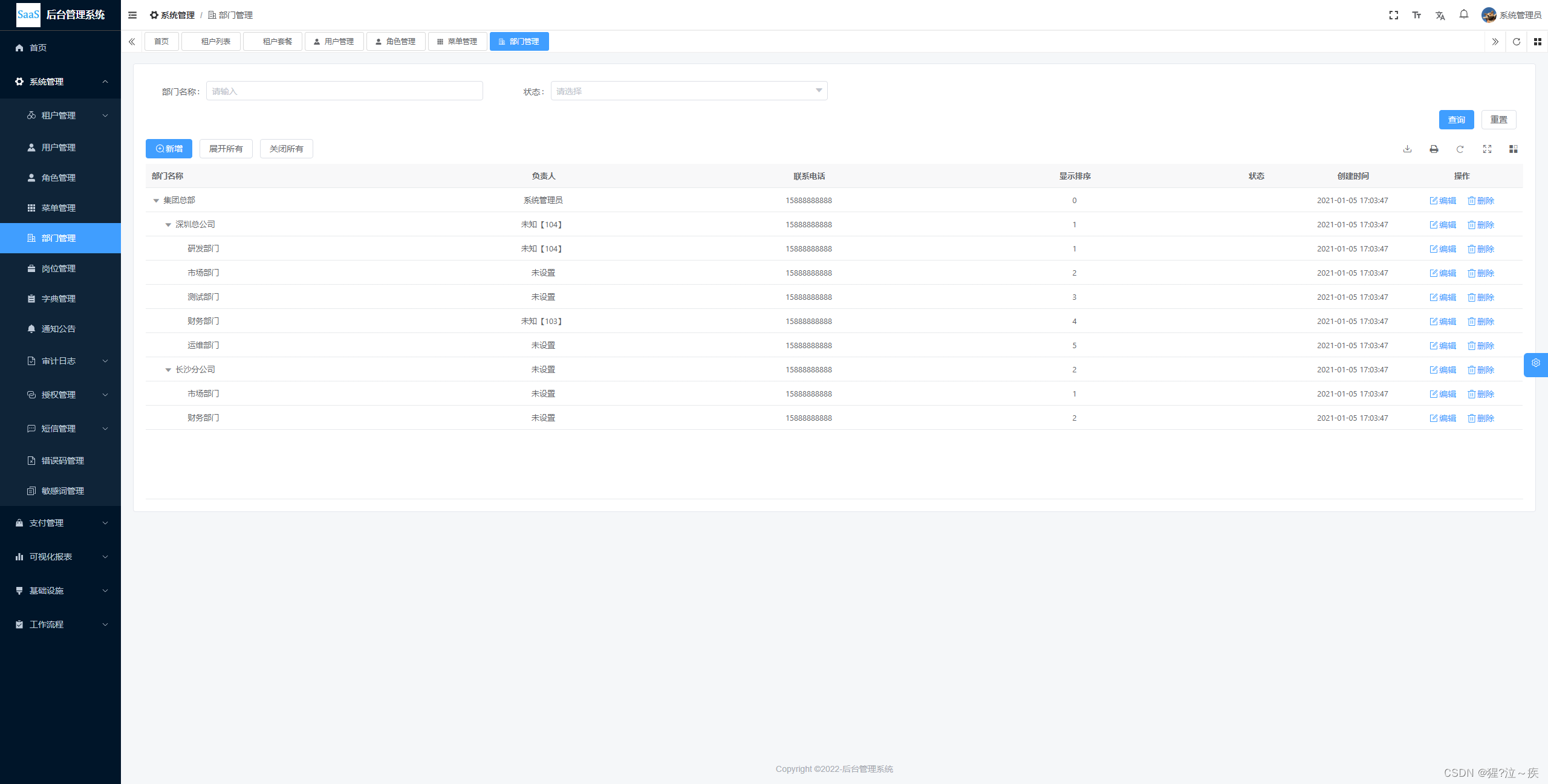 SaaS后台管理系统_saas管理后台-CSDN博客