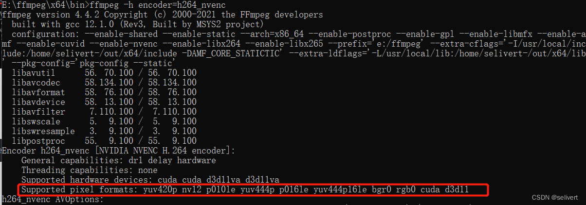 FFmpeg 查看编码器支持的pix_fmt_ffmpeg 查看硬件支持的avpixelformat-CSDN博客