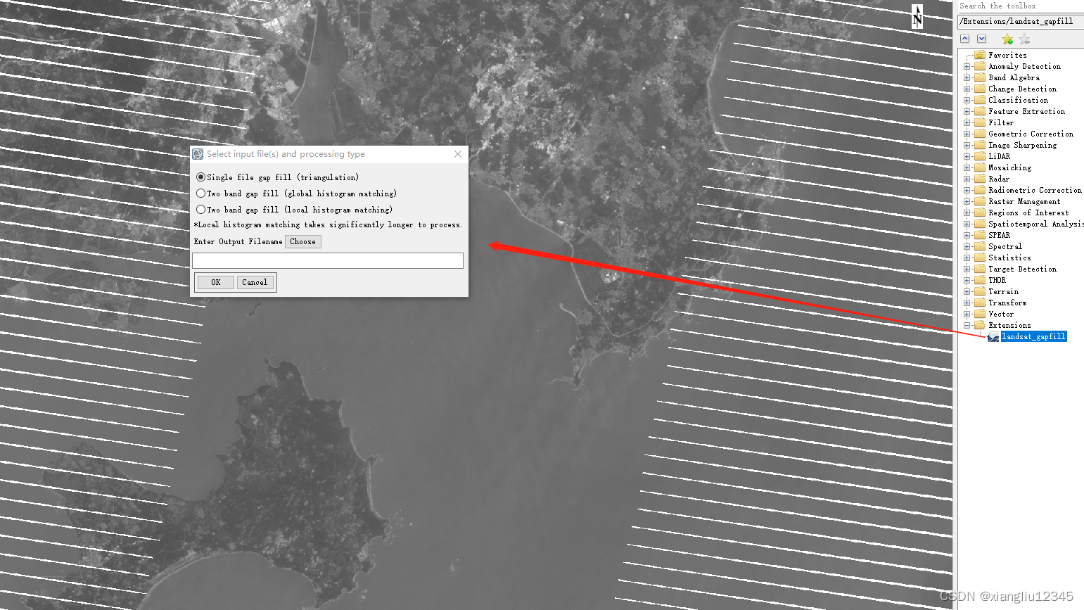 Landsat7图像修复条纹（条带）操作。_landsat7条带修复-CSDN博客