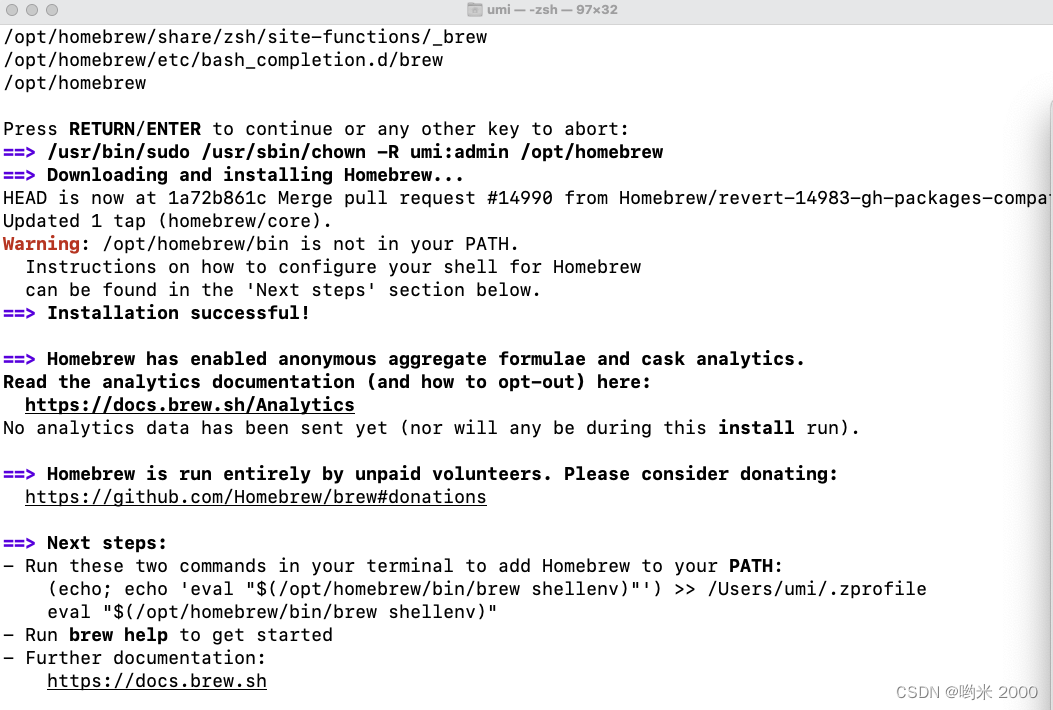 【Mac】Mac install brew but failed with “next step“..._brew install next-CSDN博客