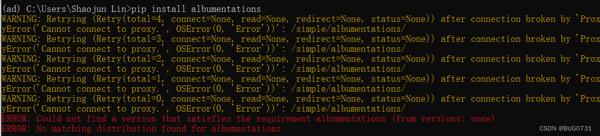 完美解决：ERROR: No matching distribution found for albumentations-CSDN博客
