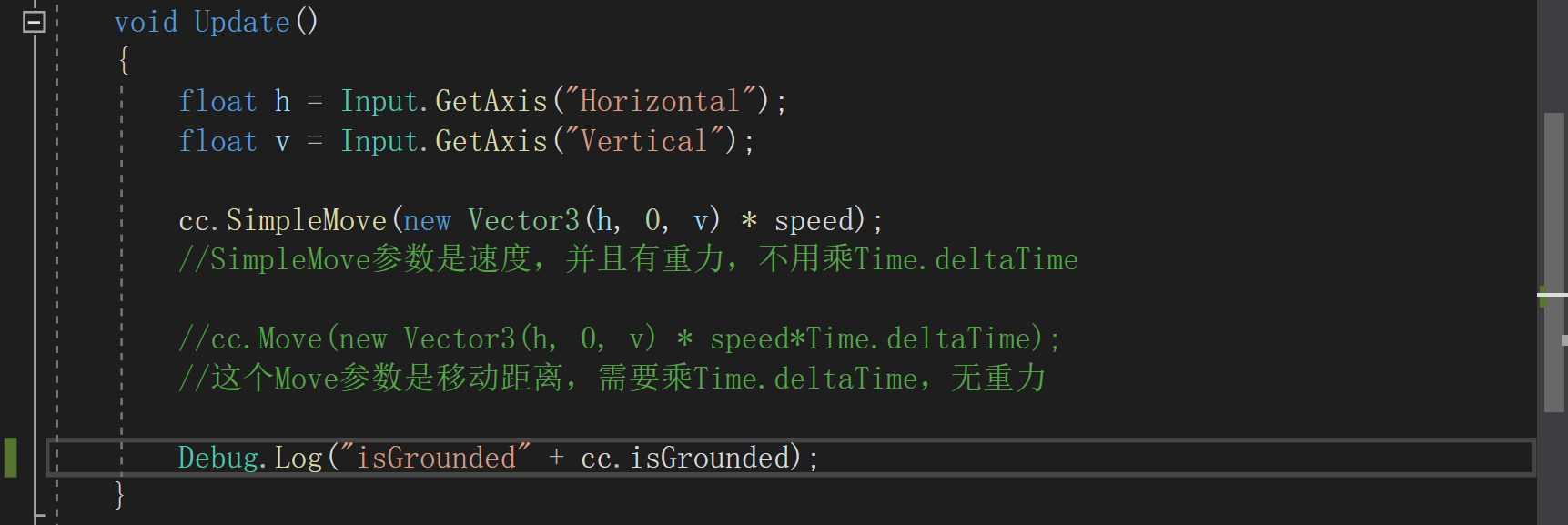 Unity实现玩家角色移动控制——CharacterController组件_charactercontroller 可以使用不带位移的动画吗-CSDN博客