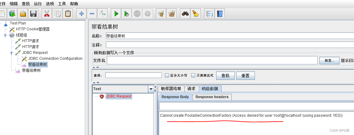 Jmeter出现cannot Create Poolableconnectionfactory Access Denied For User