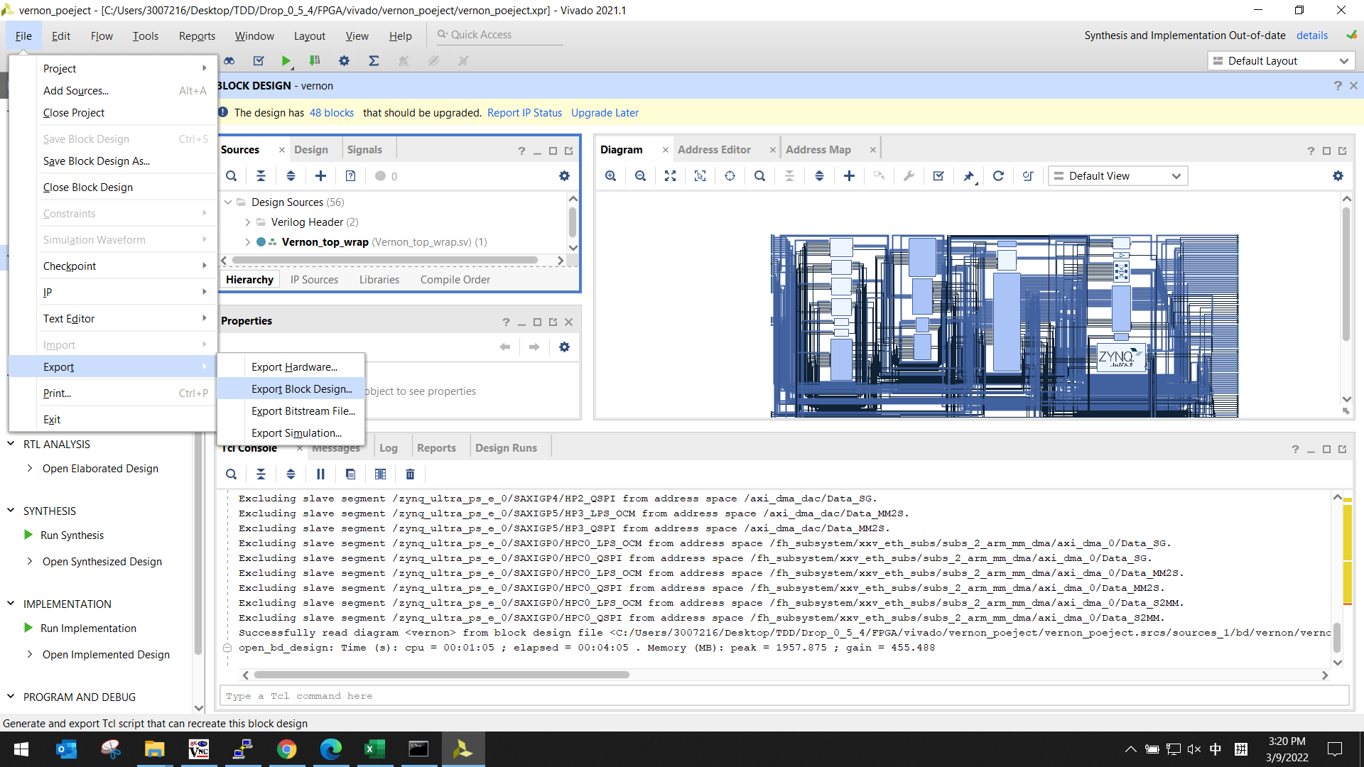 Vivado block design 导出与导入（tcl文件的生成与载入）_vivado导出block design-CSDN博客