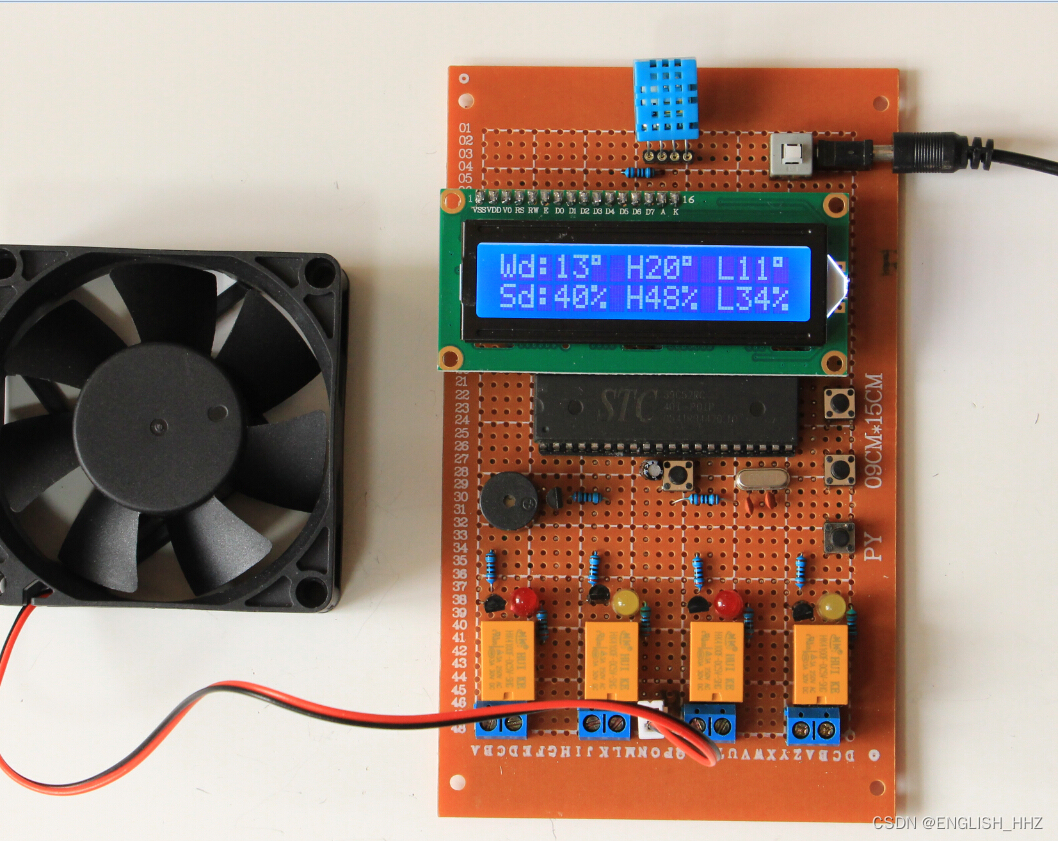 基于51单片机DHT11温湿度4个继电器控制 LCD1602系统设计_dht11+lcd1602a和at89c52-CSDN博客