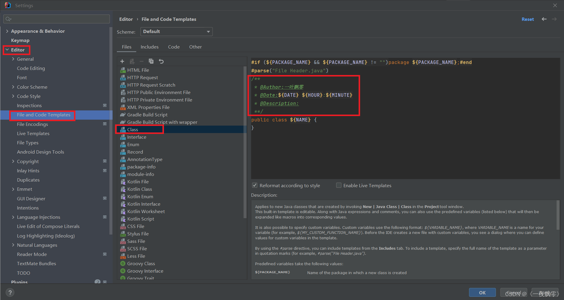 【idea】设置java 类、方法的注释模板idea方法注释的设置 Csdn博客