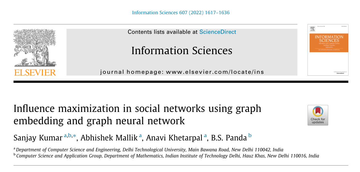 Information Sciences 2022 | 利用图嵌入和图神经网络实现社交网络中的影响力最大化_influence maximization in social networks ...