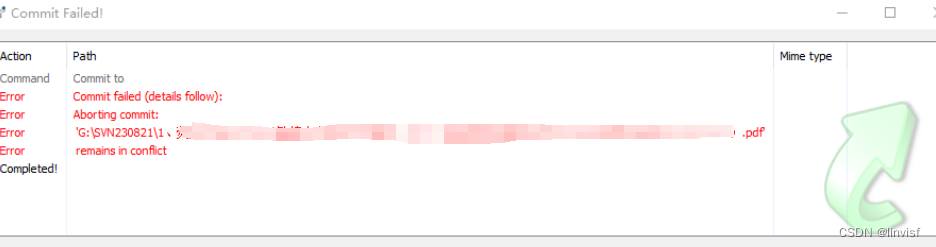 Svn对已删除文件进行提交,出现冲突。提示内容“aborting Commit Remains In Conflict”svn Aborting Commit Remains In 3213