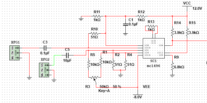 Multisim：振幅调制器的设计（含仿真程序+文档+原理图+PCB）_mc1496在multisim哪里-CSDN博客