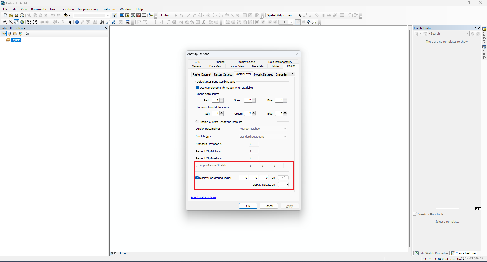 ArcMap10.2 选项（Options）窗口显示不完整问题解决（以默认加载栅格数据去背景显示设置为例）_gis10.5背景值显示设置显示不完怎么办-CSDN博客