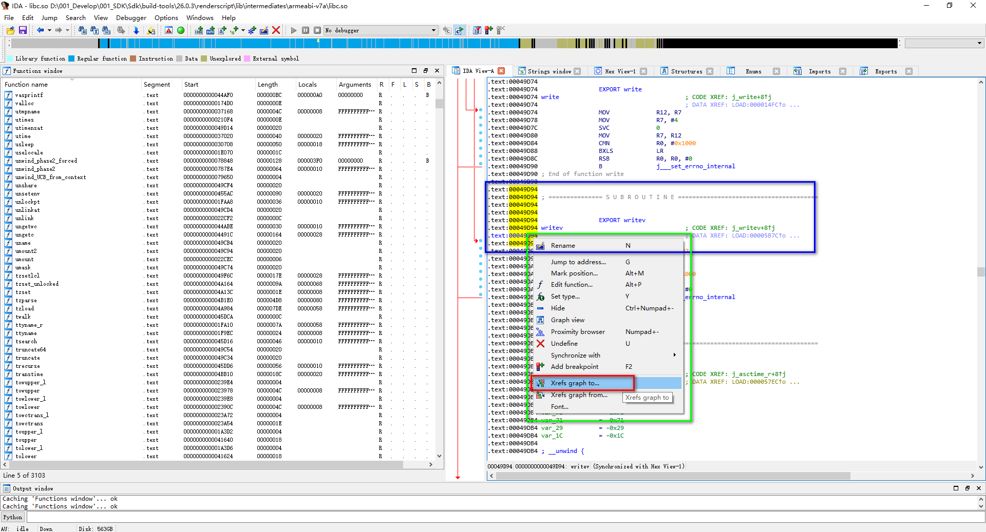 【Android 逆向】IDA 工具使用 ( 函数窗口 Function window | 创建引用图 Xrefs graph to | 创建调用图 Xrefs graph from ...
