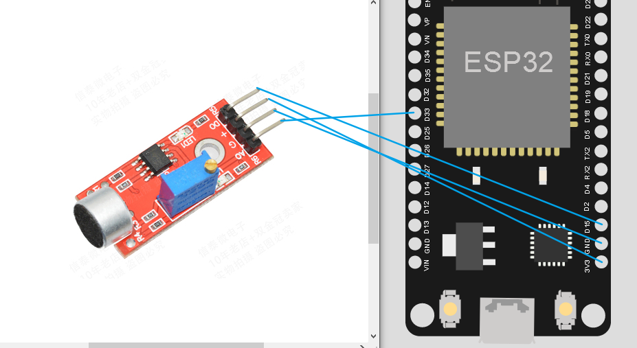 物联网开发笔记（47） 使用micropython开发esp32开发板之控制声音传感器声音传感器接esp32 Csdn博客 