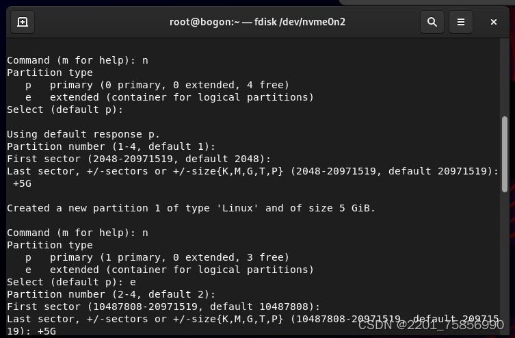 Linux第三次作业_linux在扩展分区中创建两个逻辑分区,大小分别为2gb和3gb-CSDN博客
