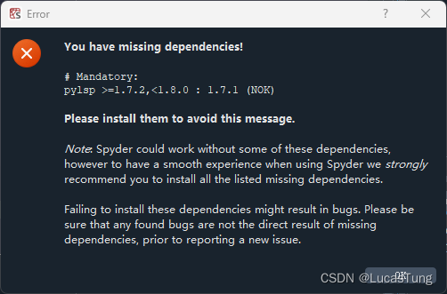 Anaconda中spyder更新出现you Have Missing Dependencies Csdn博客