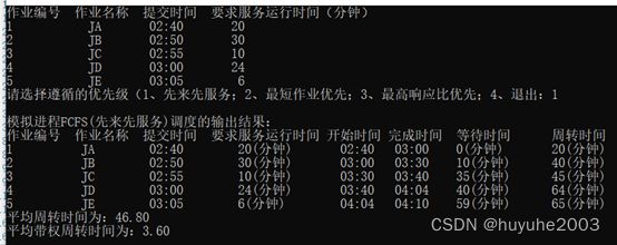 操作系统 作业调度（先来先服务、最短作业优先、最高响应比优先）用某种语言编程实现先来先服务、短作业优先和最高响应比优先算法。有一些简单的界
