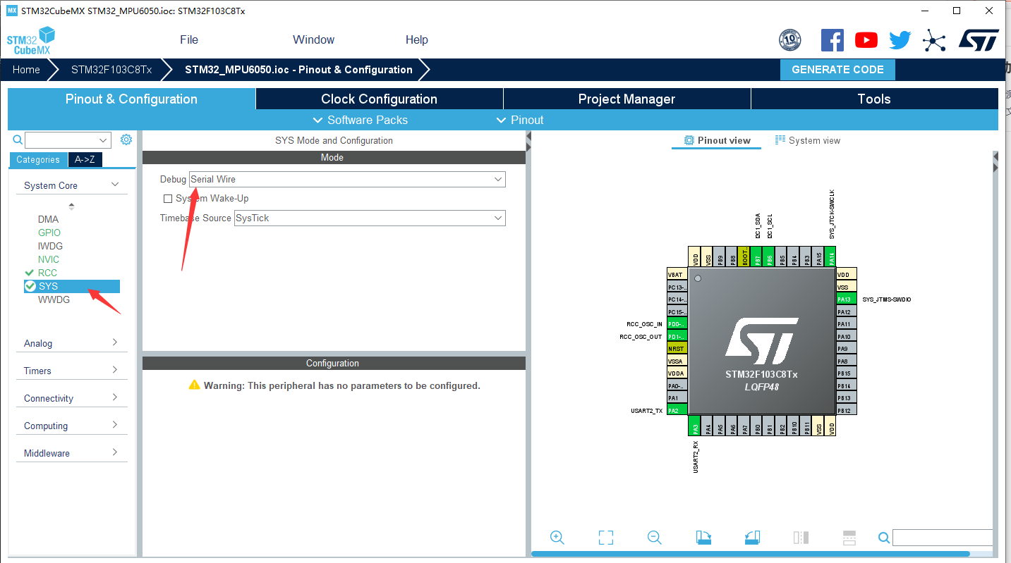 毕业设计2- MPU6050传感器调试记录（STM32CubeMX+STM32F103C8T6）_stm32cubemx mpu6050 c8t6-CSDN博客