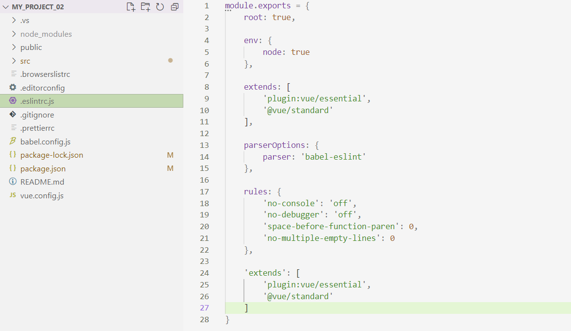 Eslint---解决vue项目中eslint的函数名后必须加空格和项目代码不能出现空行的报错_.eslintrc.js ,后空格-CSDN博客