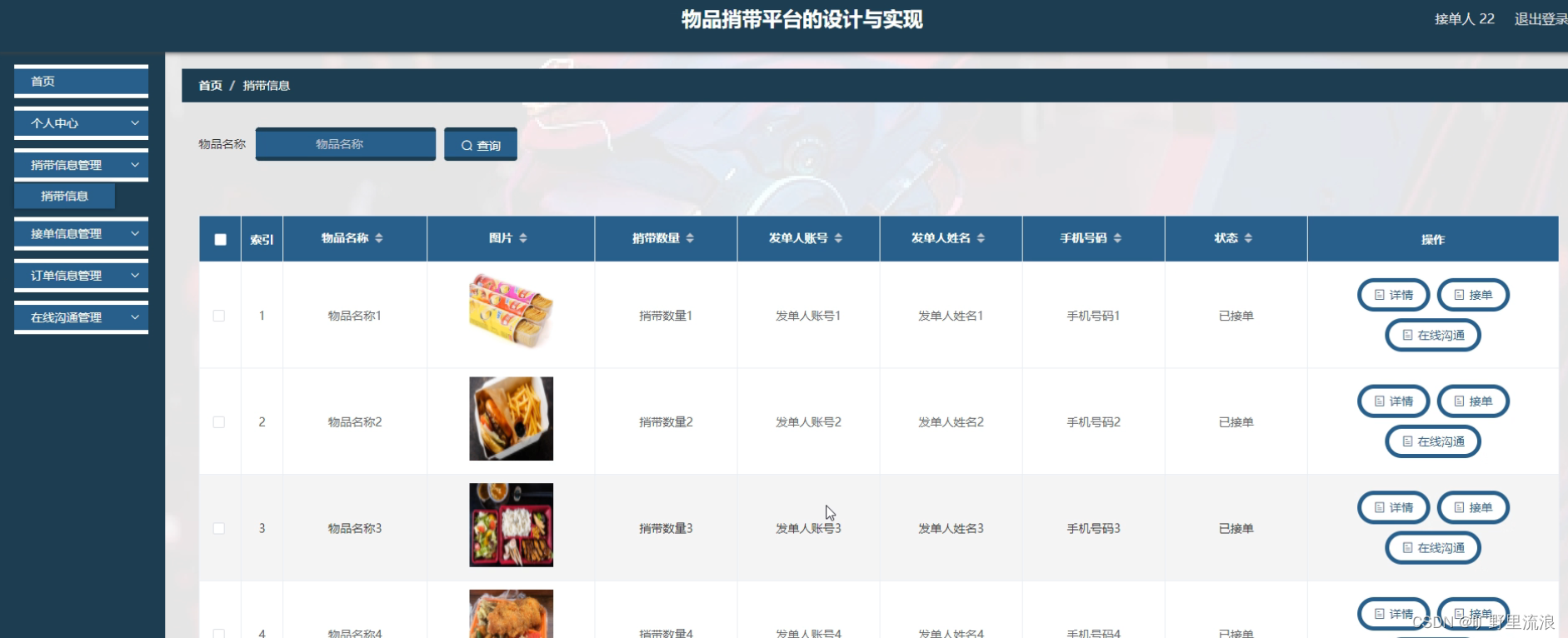 springboot毕设项目物品捎带平台的设计与实现xrt3a（java+VUE+Mybatis+Maven+Mysql）-CSDN博客