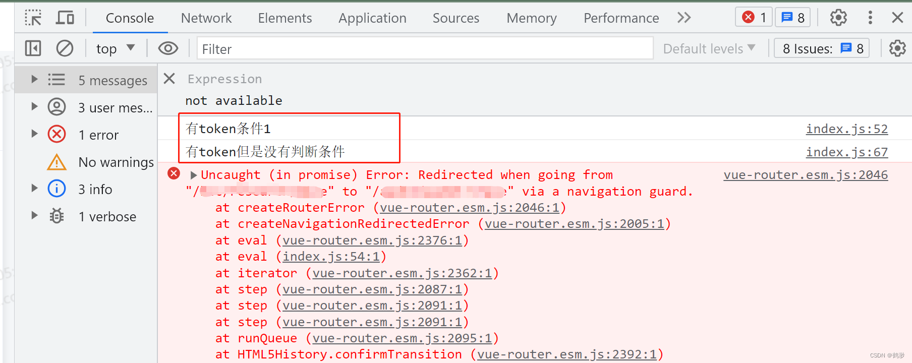 解决 vue-router 报错Error: Redirected when going from “/XXX“ to “/XXX“ via a navigation guard.-CSDN博客