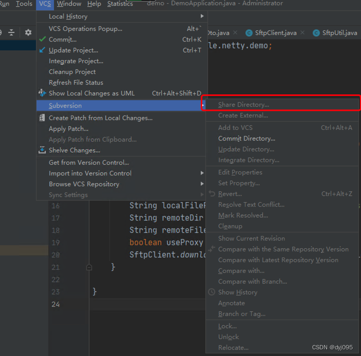 IntelliJ IDEA初始提交代码到SVN服务器时share Directory不可用问题解决_idea vcs 提交代码-CSDN博客
