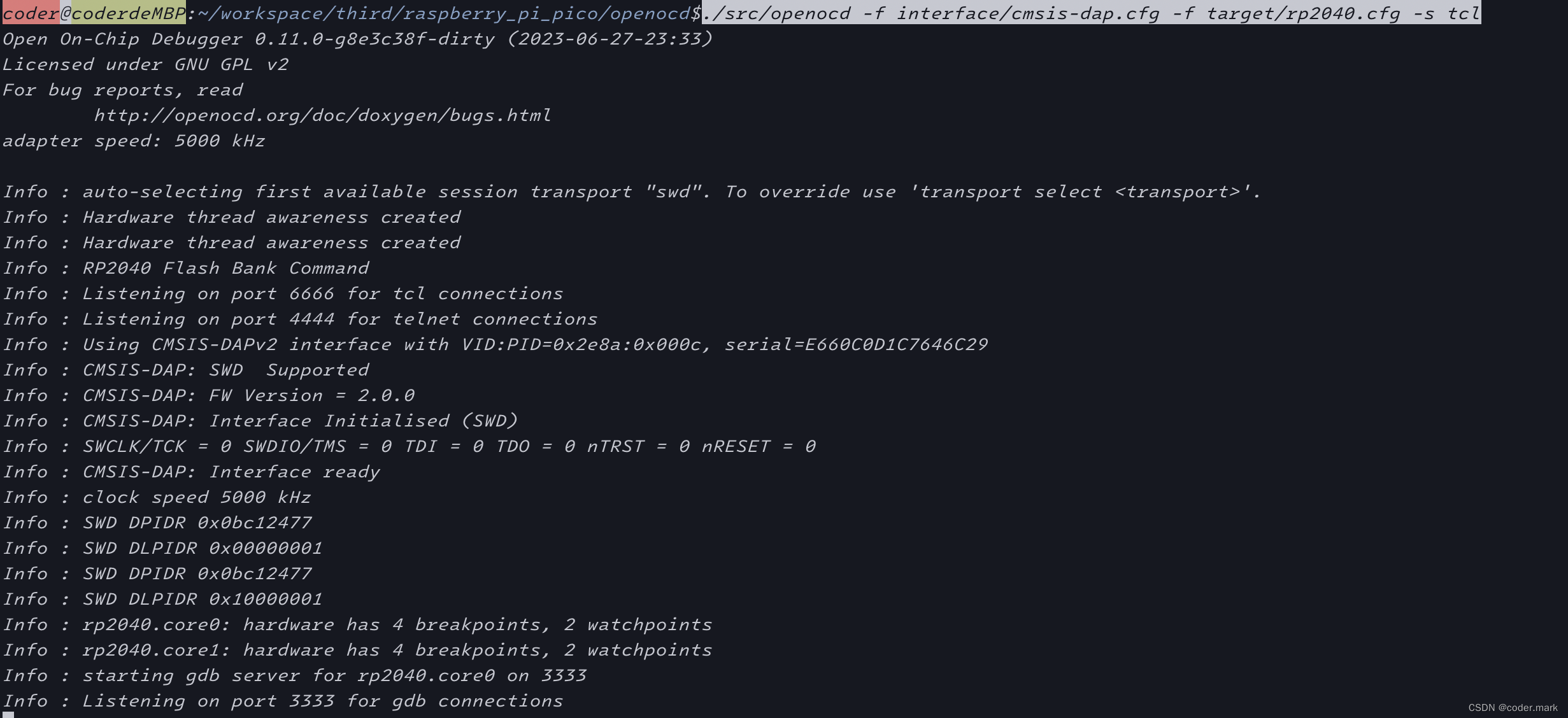 Raspberry-Pi-PICO系列--第十篇 高级篇 Mac系统下使用命令行进行开发调试以及使用Visual Code开发调试_pi pico debug vscode-CSDN博客