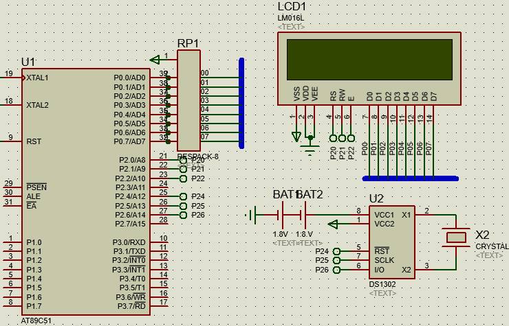 基于51单片机+DS1302+ LCD1602显示时间Proteus仿真_lcd1602仿真描述-CSDN博客