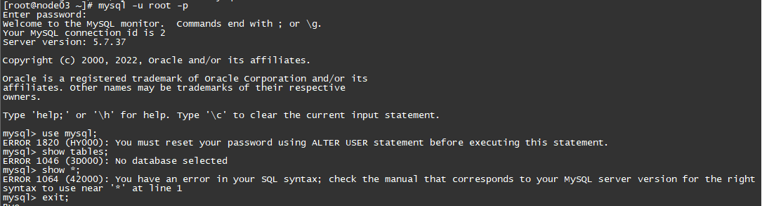 mysql报错：You must reset your password using ALTER USER statement before executing this statement ...