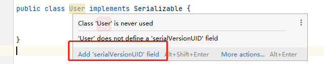 idea中实现Serializable提示生成serialVersionUID(序列化id)设置_idea implements serializable-CSDN博客