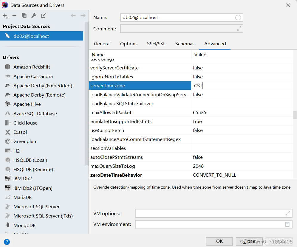 报错Server returns invalid timezone. Go to ‘Advanced‘ tab and set ‘serverTimezone‘ property ...