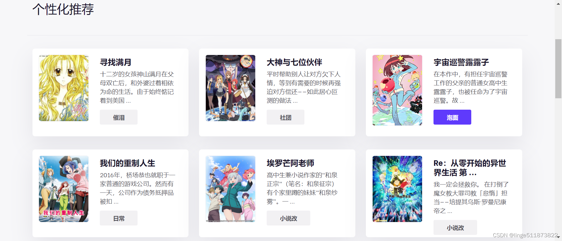 使用javassmspringspringmvcmybatis开发简单在线动漫推荐网 基于用户的协同过滤推荐算法 个性化动漫推荐系统 动漫爬虫 开发教程 开发实例基于协同过滤算法的