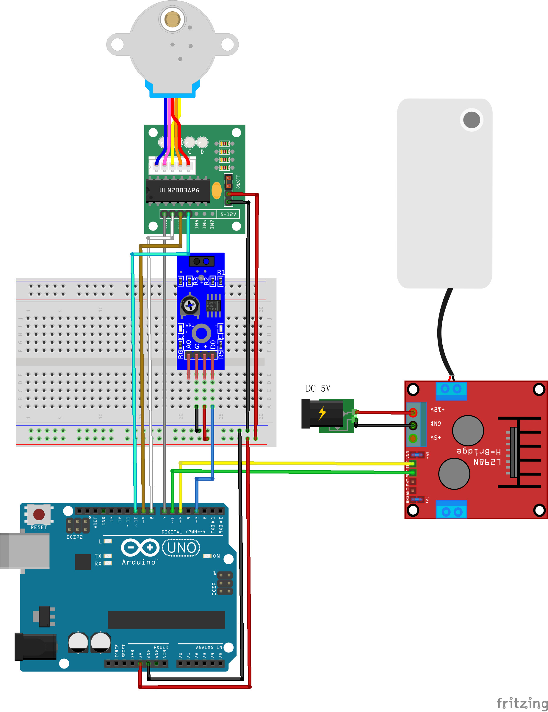 Fritzing软件绘制Arduino面包板接线图传感器模块库文件177_fritzing motor control怎么接-CSDN博客