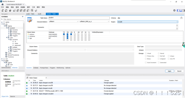 建立stu数据库，并在数据库中建立student表，其结构为stuNum，stuName，age，并输出打印信息到控制台。_sql 怎么在数据库里展示student表格-CSDN博客