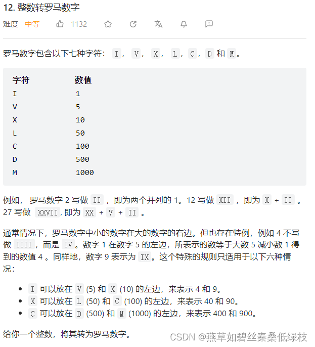 Leetcode中等题12整数转罗马数字（java） Csdn博客 