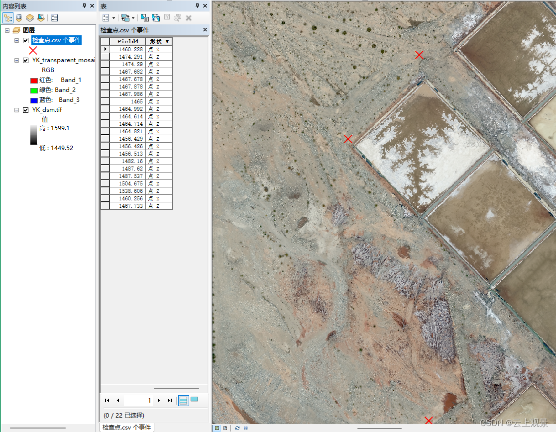 Arcgis根据多个已知点提取数字高程模型的高程，提取高程模型的高程点，在高程模型上检查rtk测量的高程误差，检查像控点高程精度