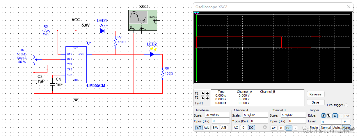 Multisim14.0仿真（七）LM555定时器应用_555定时器在仿真软件中的符号-CSDN博客