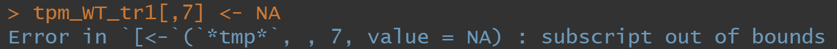R中新增列报错Error in `[＜-`(`*tmp*`, , 7, value = NA) : subscript out of bounds_error in