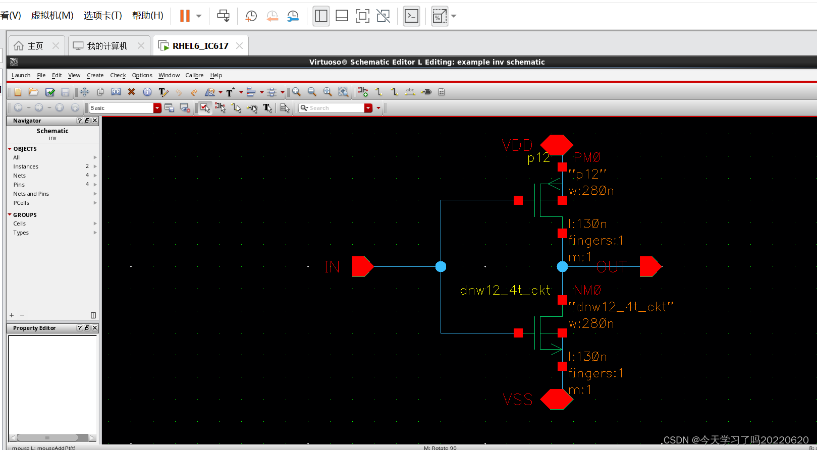 Cadence Virtuoso IC617练习一反相器_cadence画反相器csdn-CSDN博客
