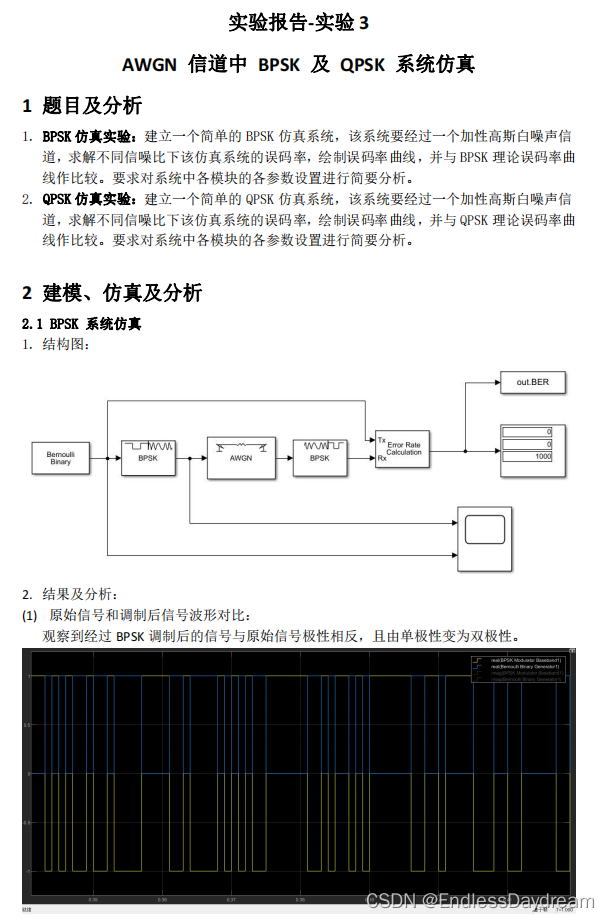 DSP实验报告三：AWGN 信道中 BPSK 及 QPSK 系统仿真_qpsk bpsk awgn性能-CSDN博客