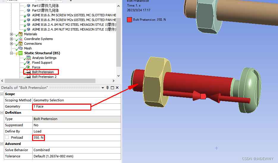 ANSYS-螺钉弯曲分析_ansys弯曲应力分析-CSDN博客