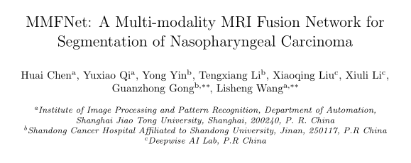 MMFNet: A Multi-modality MRI Fusion Network for Segmentation of Nasopharyngeal Carcinoma_multi ...