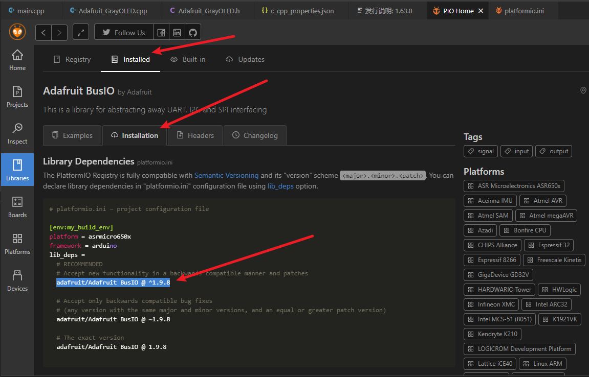 .pio\libdeps\esp32dev\Adafruit GFX Library\Adafruit_GrayOLED.h:30:32: fatal error: Adafruit ...