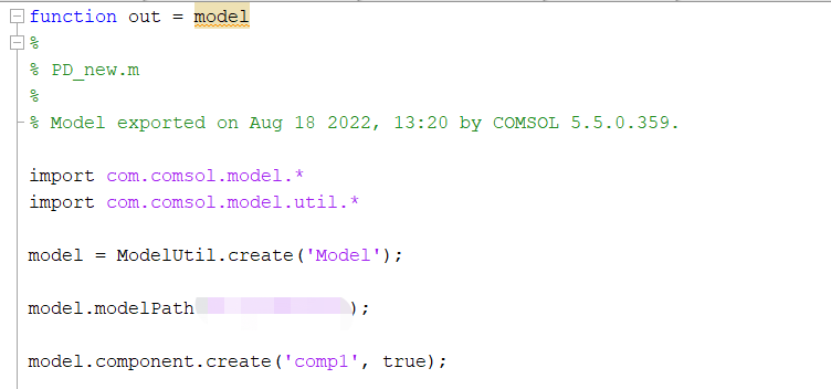 Control Comsol Simulation With Matlab Code Using Livelinkmatlab中model
