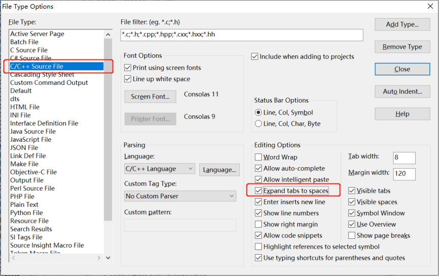 Source Insight 4.0 配置将tab自动替换为空格_sourceinsight回车填充空格-CSDN博客