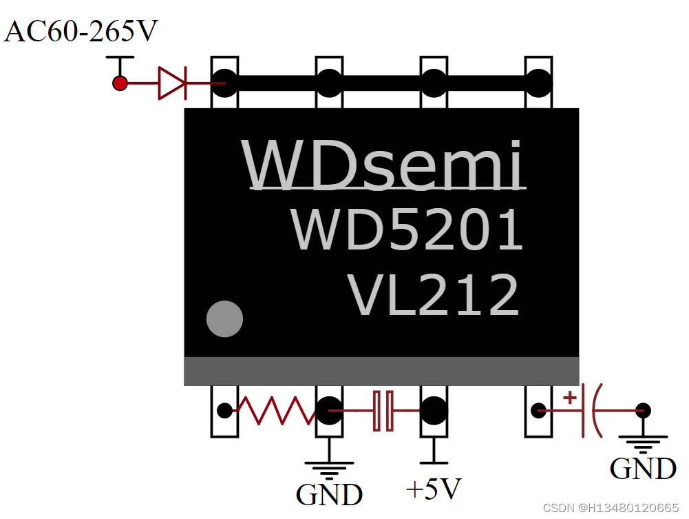 最简单的220v降5v或3.3v应用芯片WD5201-CSDN博客