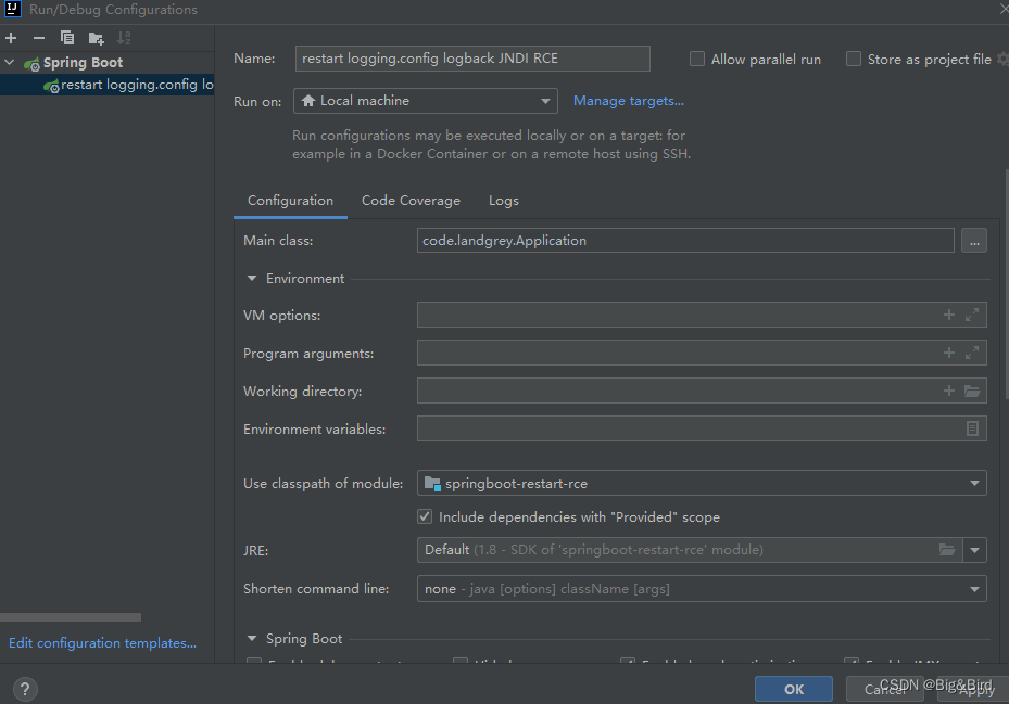 Spring Boot restart logging.config logback JNDI RCE漏洞复现-CSDN博客
