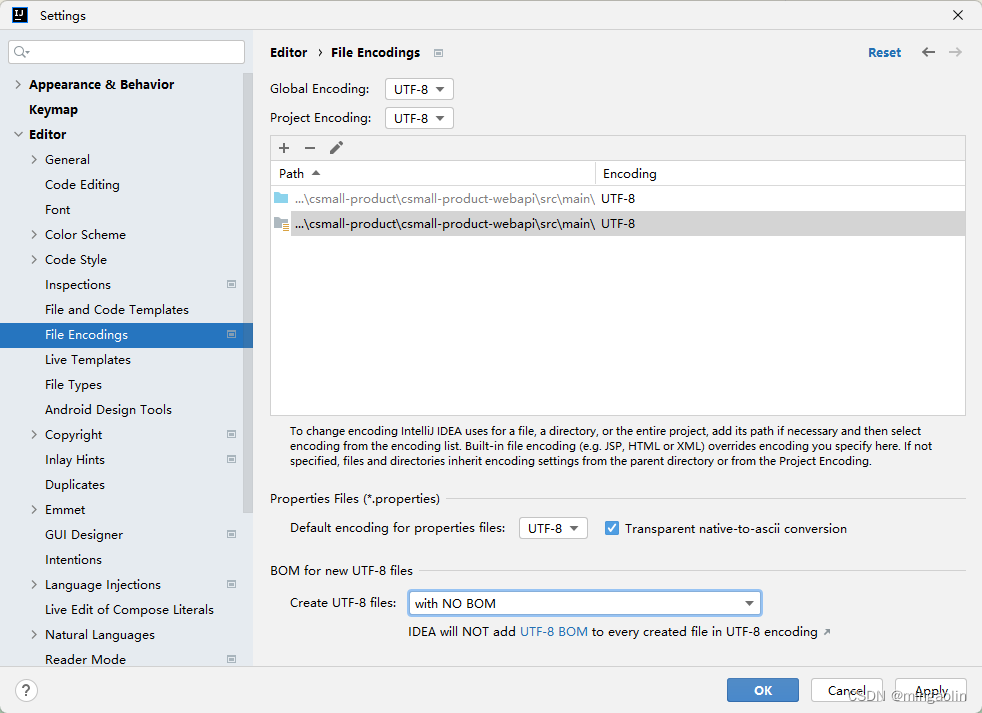 指定idea的字符编码idea设置字符集编码 Csdn博客