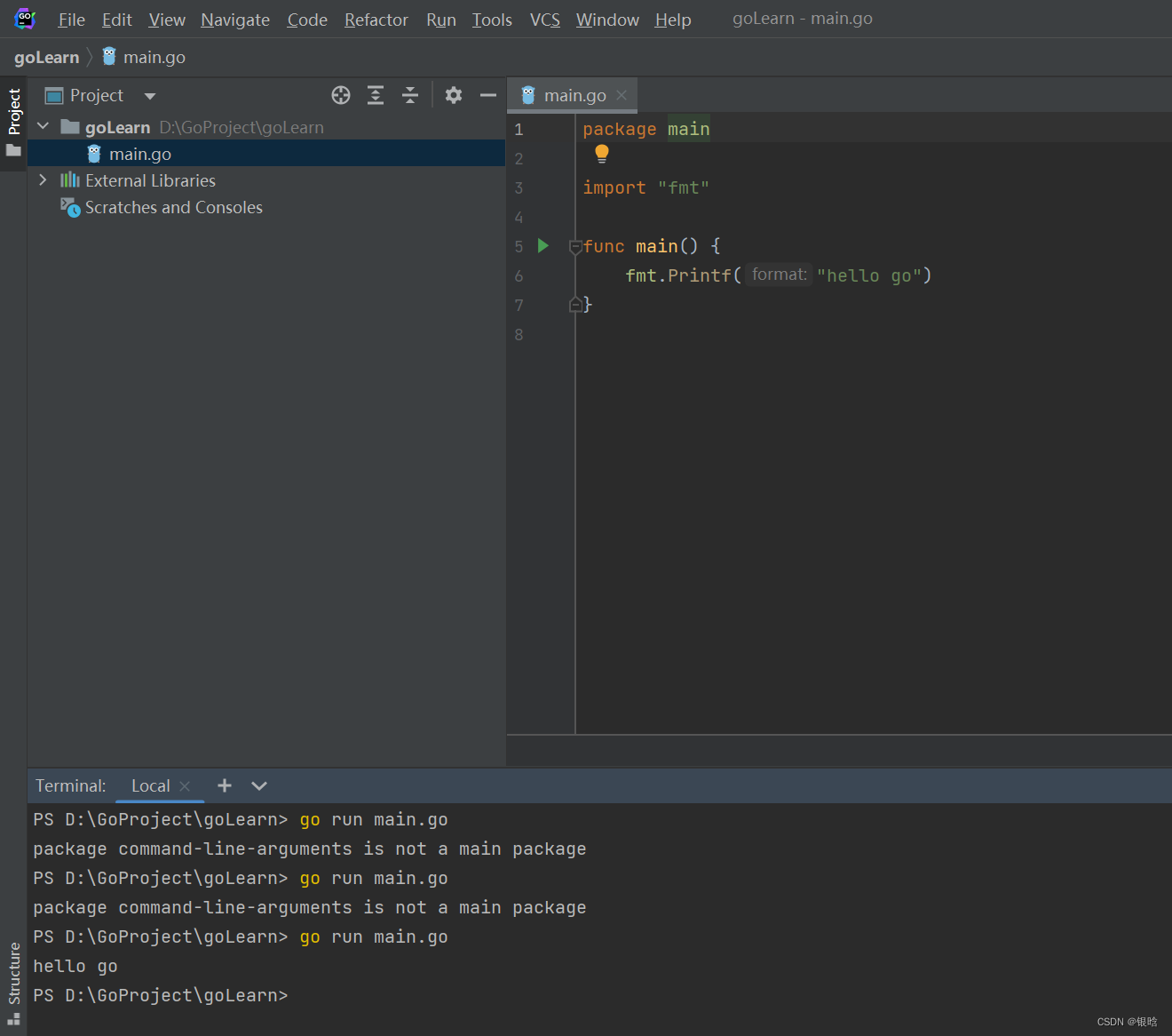 Go Package Command line arguments Is Not A Main Package CSDN 