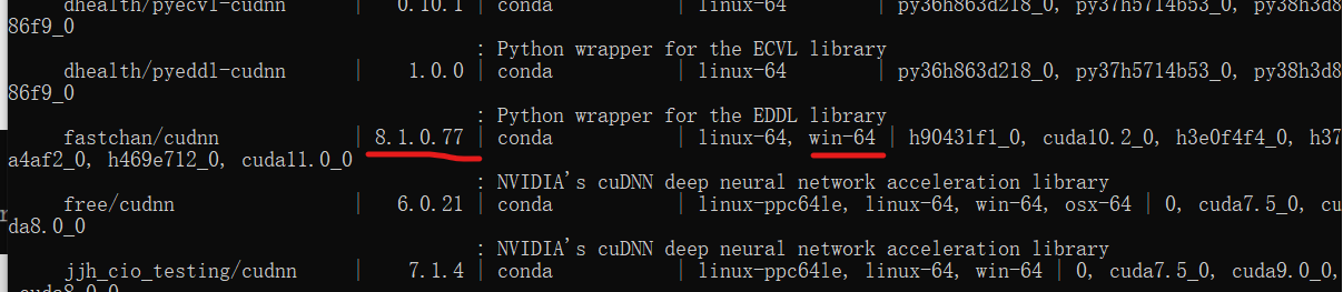 安装cudnn时出现报错PackagesNotFoundError: The following packages are not ...